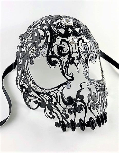 Venetian Mask Laser Cut Metal – Black Skull – Visions of Venice