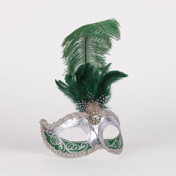 Feathered Colombine Sisi – Green and Silver – Visions of Venice